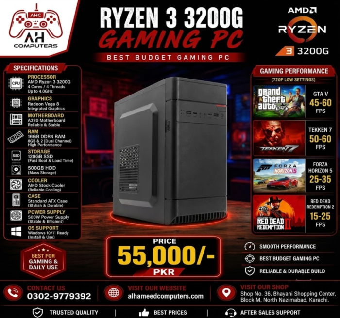 Ryzen 3 3200G Gaming PC Pre Build in Affordable Price